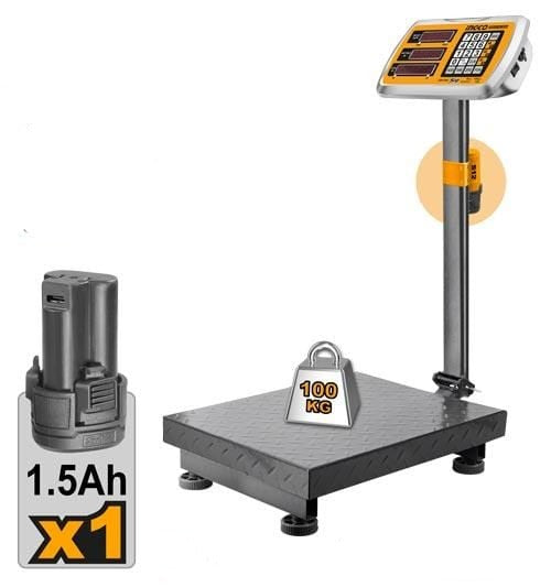 Ingco Cordless 100kg Lithium-Ion Scale with 12V 1.5Ah Battery - CES1302 ...
